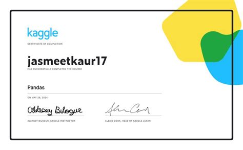 Completed Pandas Course On Kaggle Jasmeet Kaur Posted On The Topic