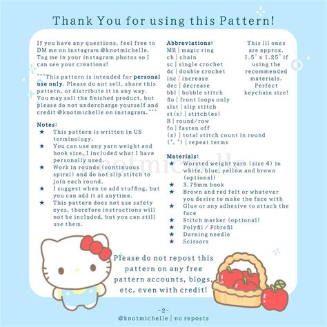 Free Pattern Mini Hello Kitty