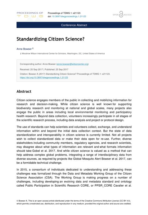 pdf standardizing citizen science