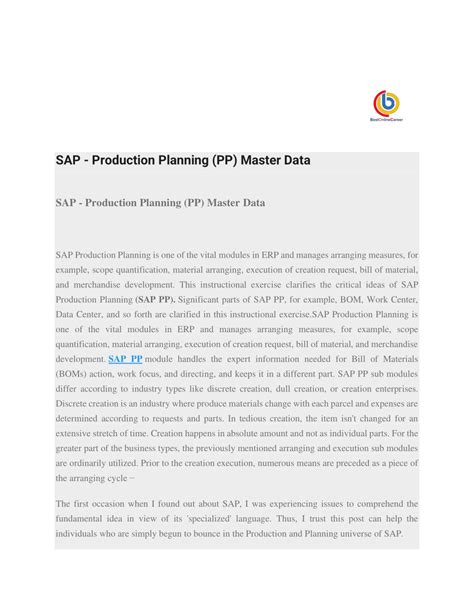 PPT SAP PP Module Training SAP S HANA PP Module SAP HANA PP PowerPoint Presentation ID