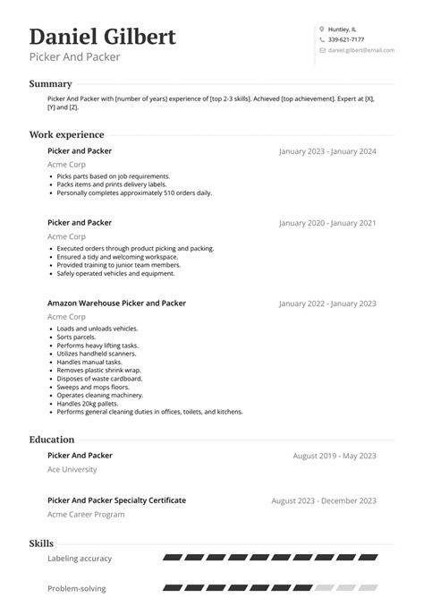 10 Picker And Packer Resume Examples That Work
