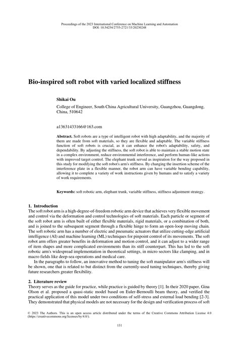 Pdf Bio Inspired Soft Robot With Varied Localized Stiffness