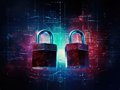 Padlocks In Front Of Digital Codes Cybersecurity Locks Keys Stock Illustration Illustration