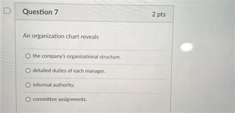 Solved Question 72 ﻿ptsan Organization Chart Revealsthe