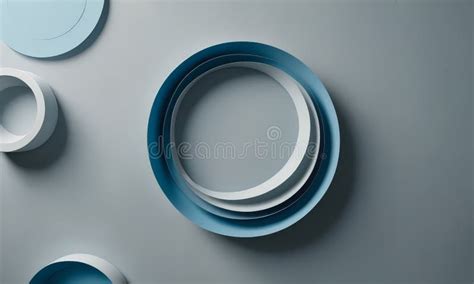 Stack Blue And White Plates Is Arranged Against Gray Background With