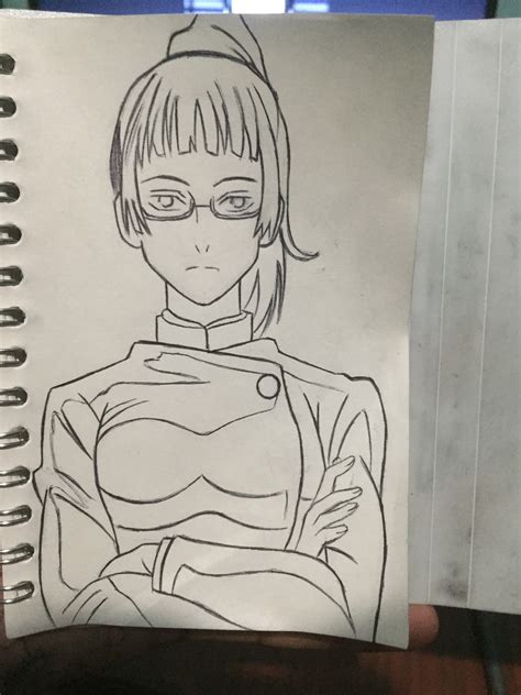 Quick Drawing Of Maki Zenin Jujutsu Kaisen Detailed With A Black