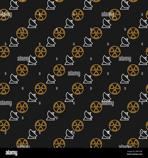 Parabolic Antenna And Radiation Sign Line Seamless Pattern Vector