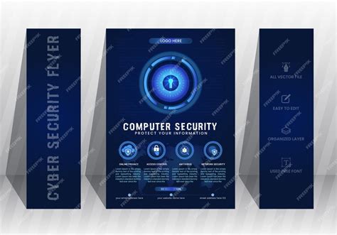 Premium Vector Vector Cyber Security Flyer Templatecomputersecurity Flyer
