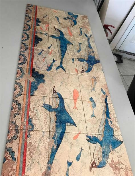 Ceramic Tiles Mural Minoan Dolphins Mural 21 Tiles 1515 Cm 105m 0