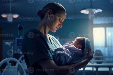 Ai Generated Nurse Cradling Infant Newborn Generate Ai 38170045 Stock