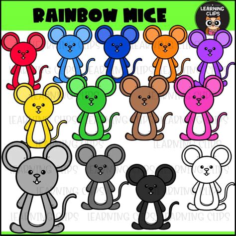 Rainbow Mice Clipart Learning Clips Clipart By Learning Clips Tpt