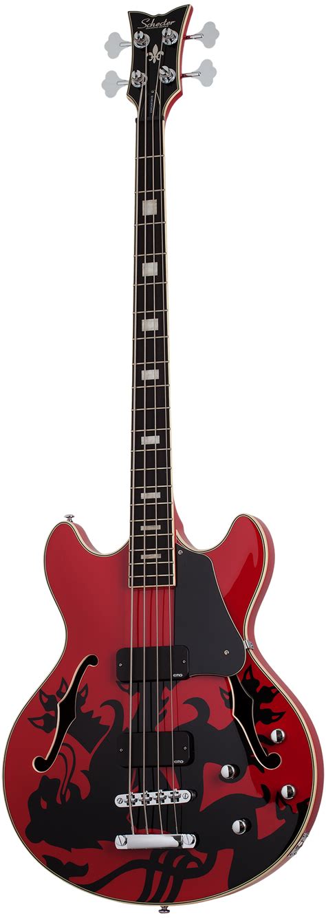 Schecter Simon Gallup Corsair Electric Bass Guitar Red Gloss Black