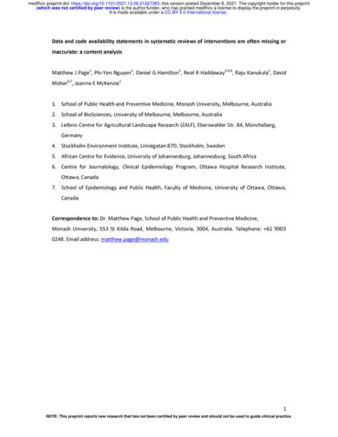 Pdf Data And Code Availability Statements In Systematic Reviews Of