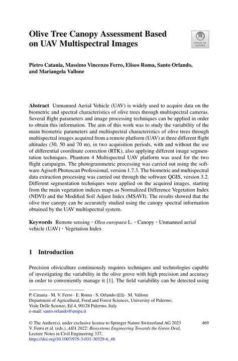 Pdf Olive Tree Canopy Assessment Based On Uav Multispectral Images