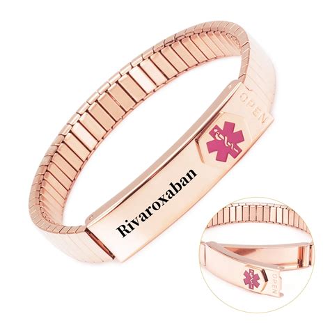 Wollet Stainless Steel Medical Alert Bracelet For Women 69 Inch Rose