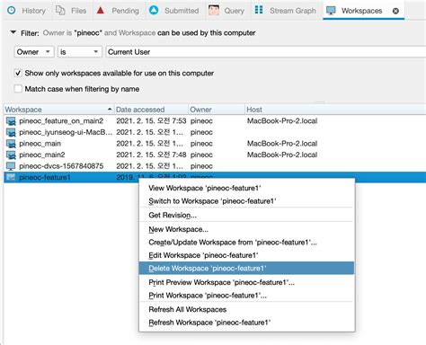 Perforcep4v Workspace작업공간 관리 Pineocs Blog