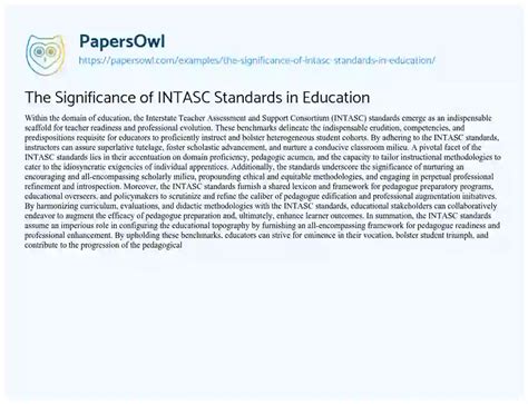 The Significance Of Intasc Standards In Education Free Essay Example 232 Words