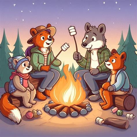 Premium Photo Camping With Friends At Night