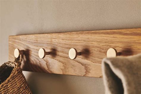 Oak Knagerække Egetræ Med Messing Knager 50 Cm Moud Home