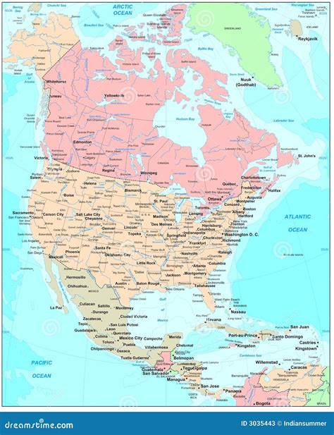De Kaart Van Noord Amerika Stock Illustratie Illustration Of Planeet 3035443