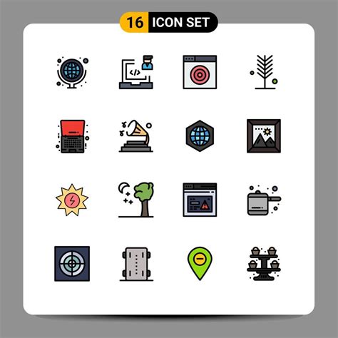 Flat Color Filled Line Pack Of 16 Universal Symbols Of Friday Summer Programmer Nature Eco