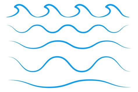 Sea Wave Icon Set Collection Of Thin Line Waves Flat Vector Illustration 22053027 Vector Art