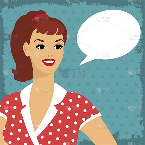 卡片与美丽的别针女孩50年代的风格说明。