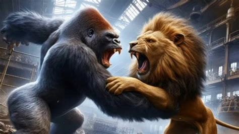 Gorilla Fight Lion