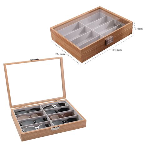 8 Slot Wooden Eyeglass Box Sunglass Storage Contai Grandado
