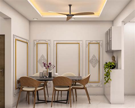 Classic Dining Room Design With Peripheral False Ceiling Livspace