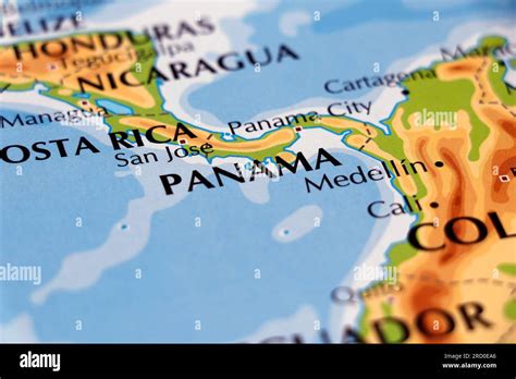 World Map Of South And North America With Separation Of Panama Canal