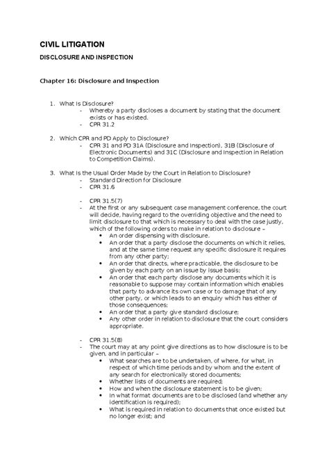Civil Litigation Workshop 9 Civil Litigation Disclosure And