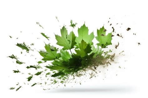Premium Ai Image Plant Leaf Explosion Bursting From White Background