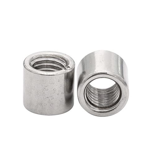 304 Stainless Steel Long Round Nut Cylinder Nut Full Thread Nut M8 20 Outer Diameter 12 Mm