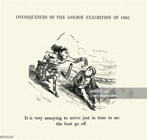 Vintage Cartoon By Gustave Dore Passenger Arriving Late Missing The