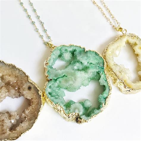 Druzy Geode Necklace Etsy