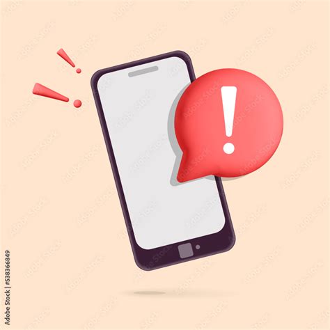 3d Vector Cartoon Render Red Round Alert Danger Message Or Error