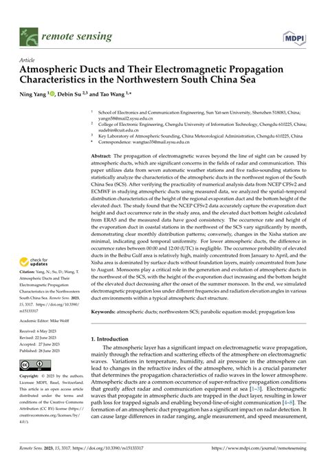 Pdf Atmospheric Ducts And Their Electromagnetic Propagation Characteristics In The