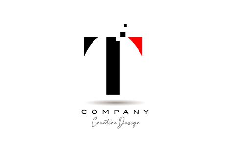 Red Black T Alphabet Letter Logo Icon Design With Dots Creative