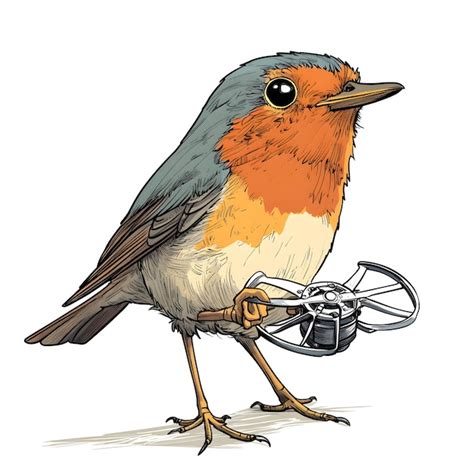 Robin With A Key In Its Beak Illustration Vector On White Background Premium Ai Generated Image