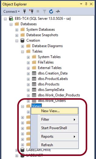 Create A View From An External Table With A Record Id In Teklynx