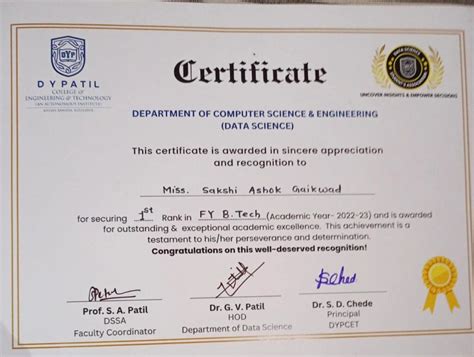 Achievementunlocked Certificate Trophy 1strank Datascience Sakshi Gaikwad