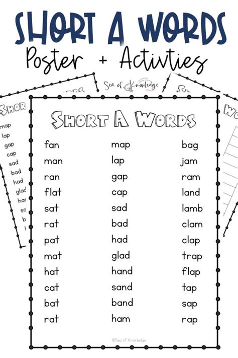 Short A Sound Word List Printable Activities And Worksheets
