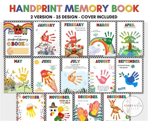 Handprint Memory Book Printable For Prek Preschool Kindergarten 1st