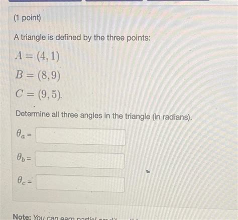 Solved Point A Triangle Is Defined By The Three Points Chegg