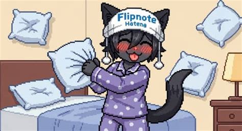 Cute Emo Cat In Pajamas Flipnote Hatena Art Ai Art Generator Easy