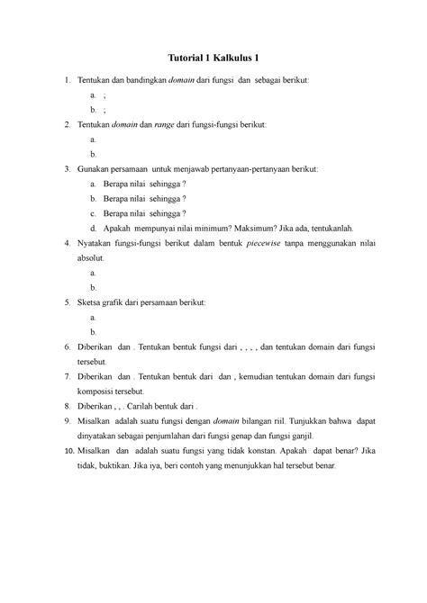 Tutorial 1 Kalkulus 1 Tutorial 1 Kalkulus 1 1 Tentukan Dan