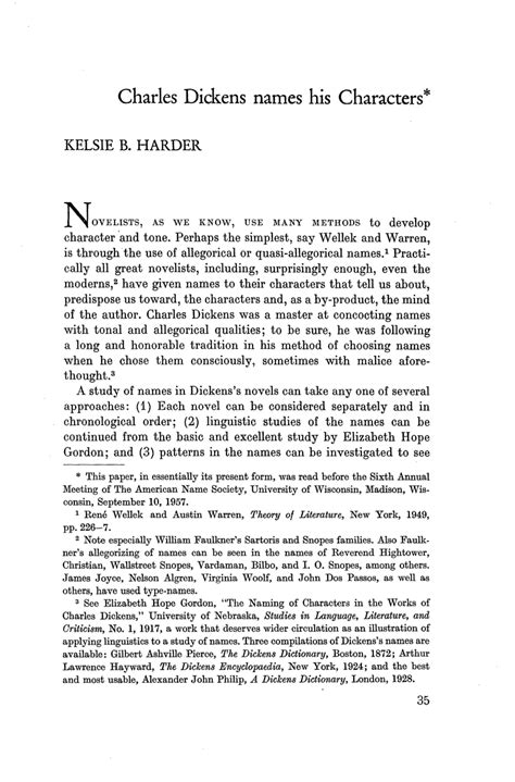 Pdf Charles Dickens Names His Characters