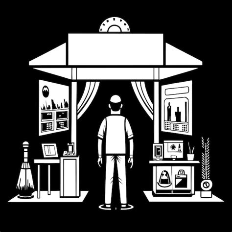 Technology Concept Flat Vector Style Illustration Featuring Exhibition