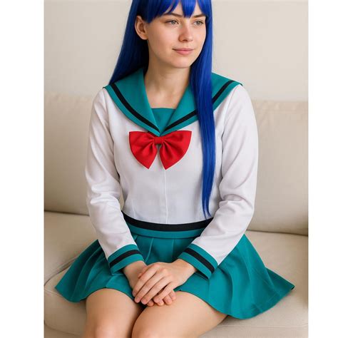 Cosplay Sailor Schoolgirl Set Teal Uniform Costume For Anime Events